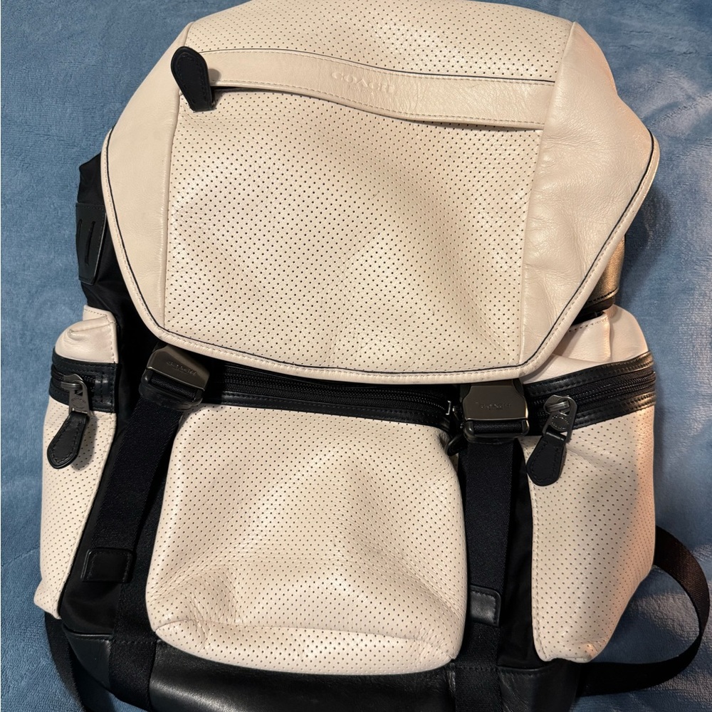 Coach Terrain Trek Perforated Leather Cream Backpack … - Gem